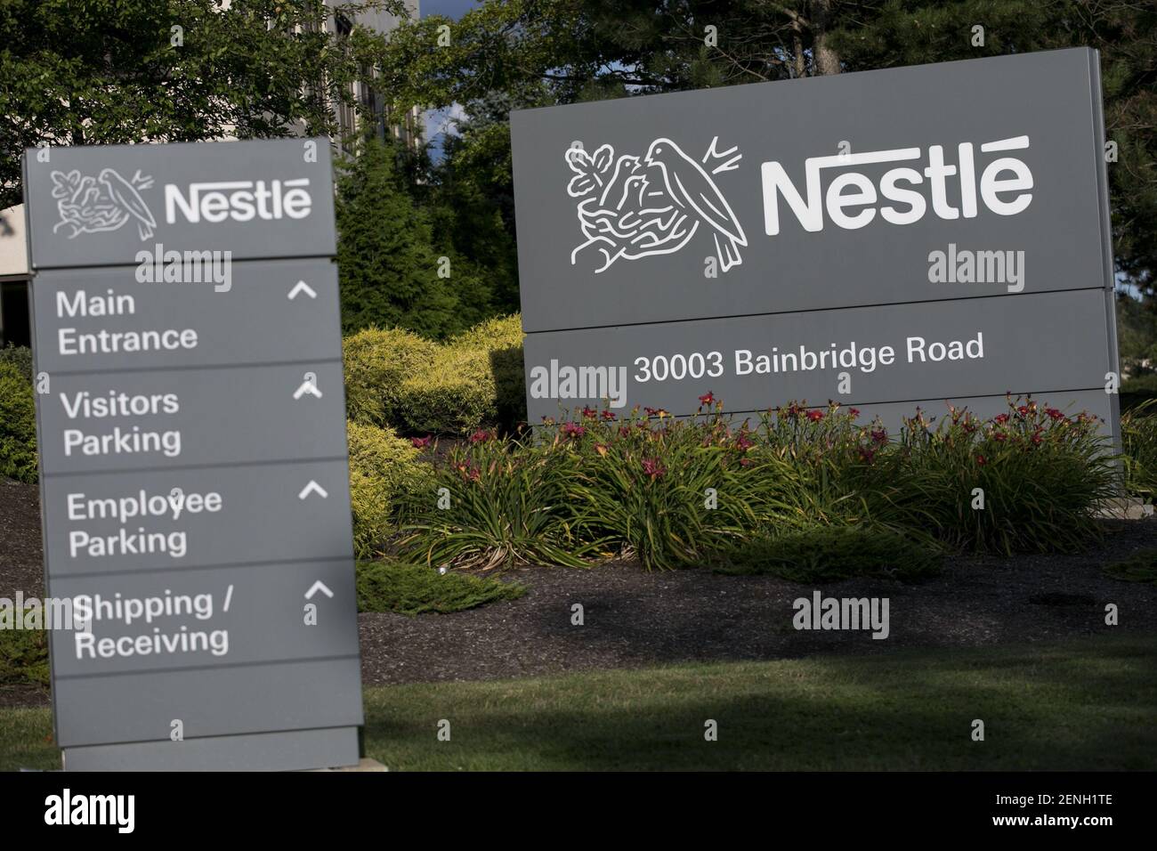 A logo sign outside of a facility occupied by Nestle in Solon, Ohio on ...