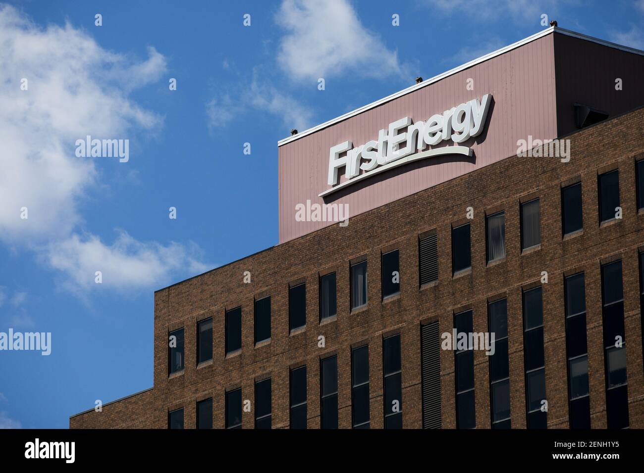 A logo sign outside of the headquarters of FirstEnergy in Akron, Ohio ...
