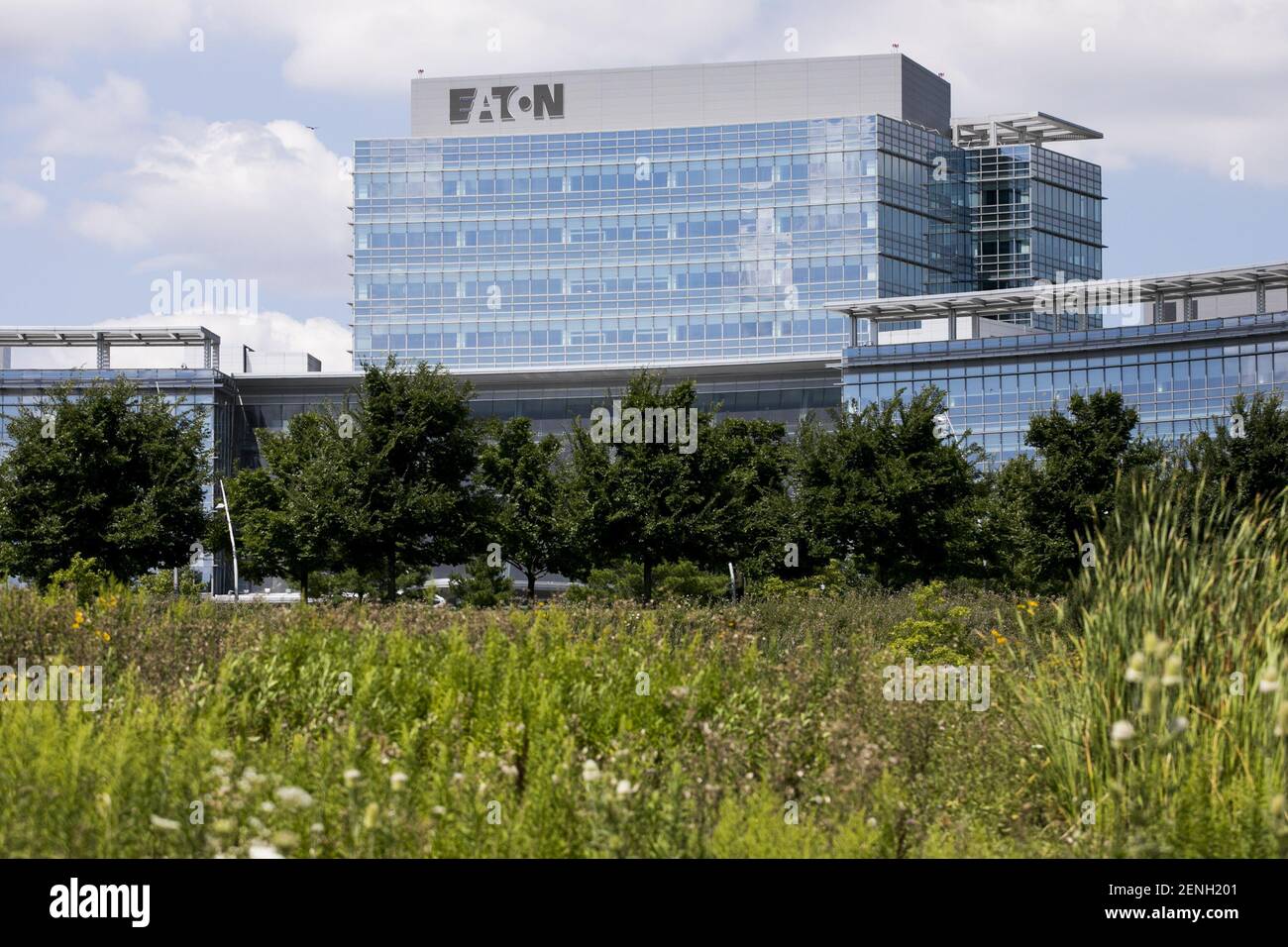 A logo sign outside of the operational headquarters of the Eaton ...
