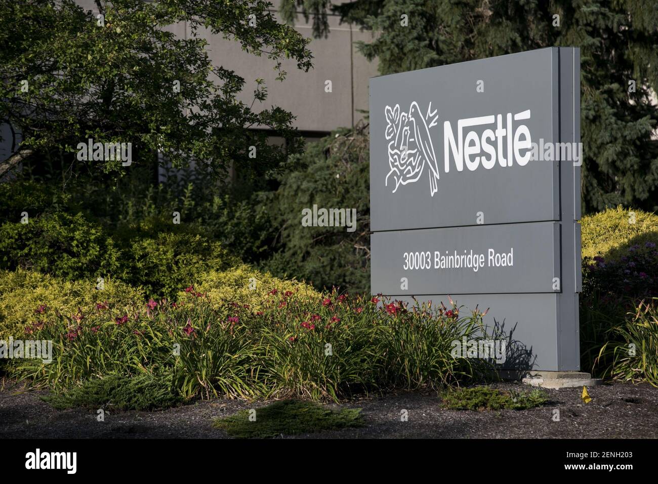 A logo sign outside of a facility occupied by Nestle in Solon, Ohio on ...