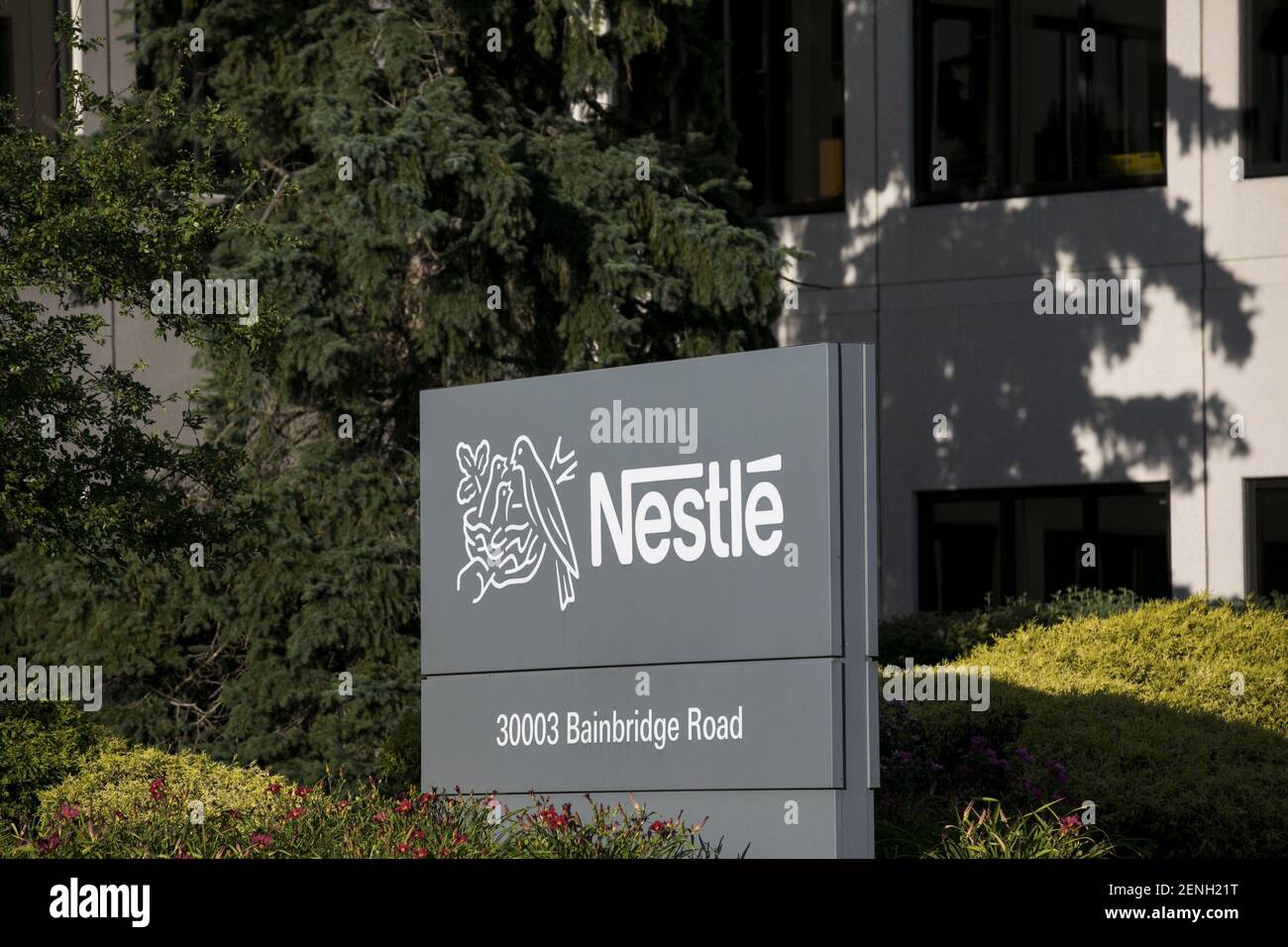 A logo sign outside of a facility occupied by Nestle in Solon, Ohio on ...