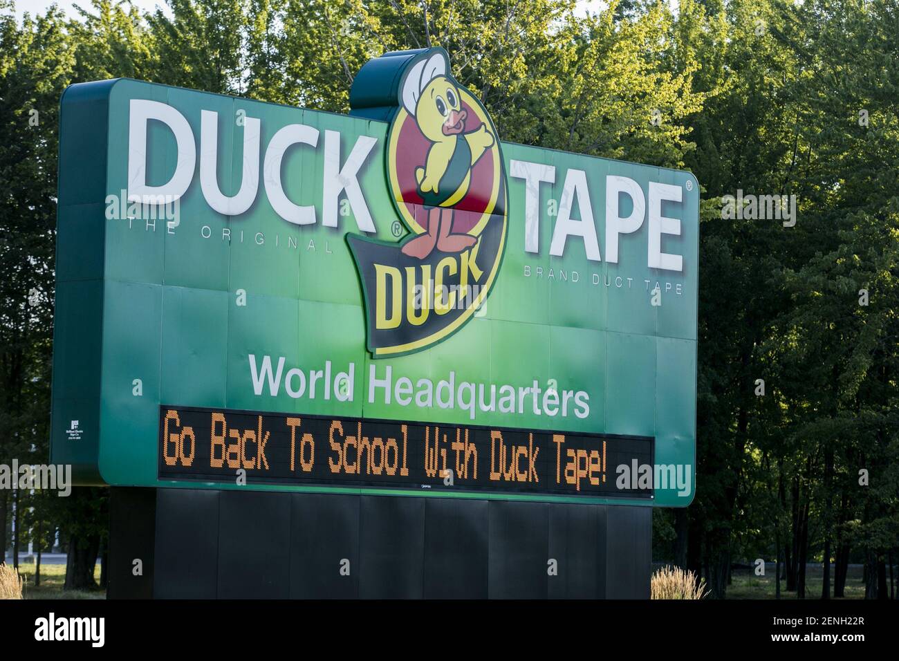 A logo sign outside of the headquarters of ShurTech Brands, maker of ...