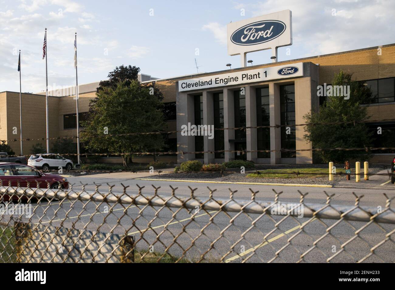 A logo sign outside of the Ford Cleveland Engine Plant in Cleveland ...