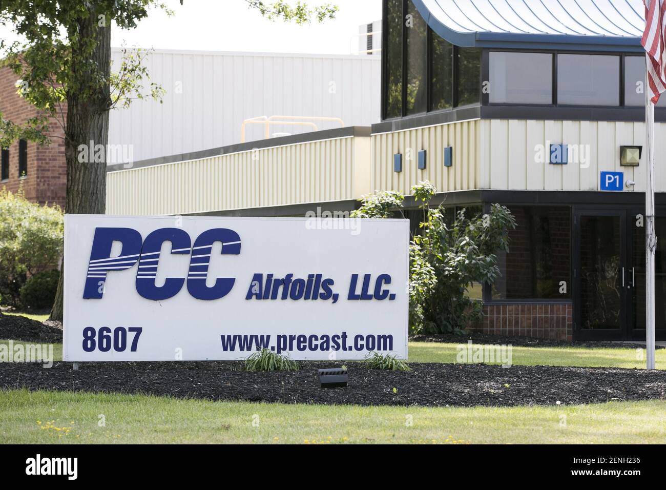 A logo sign outside of a facility occupied by PCC Airfoils (Performance ...