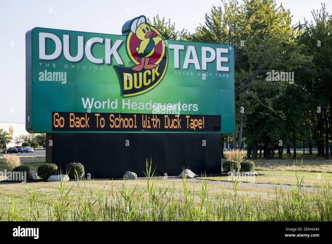 A logo sign outside of the headquarters of ShurTech Brands, maker of ...