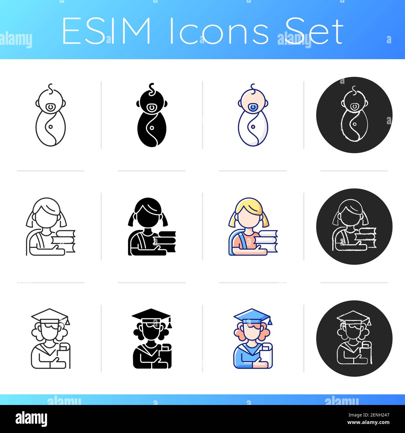 Aging process icons set Stock Vector Image & Art - Alamy