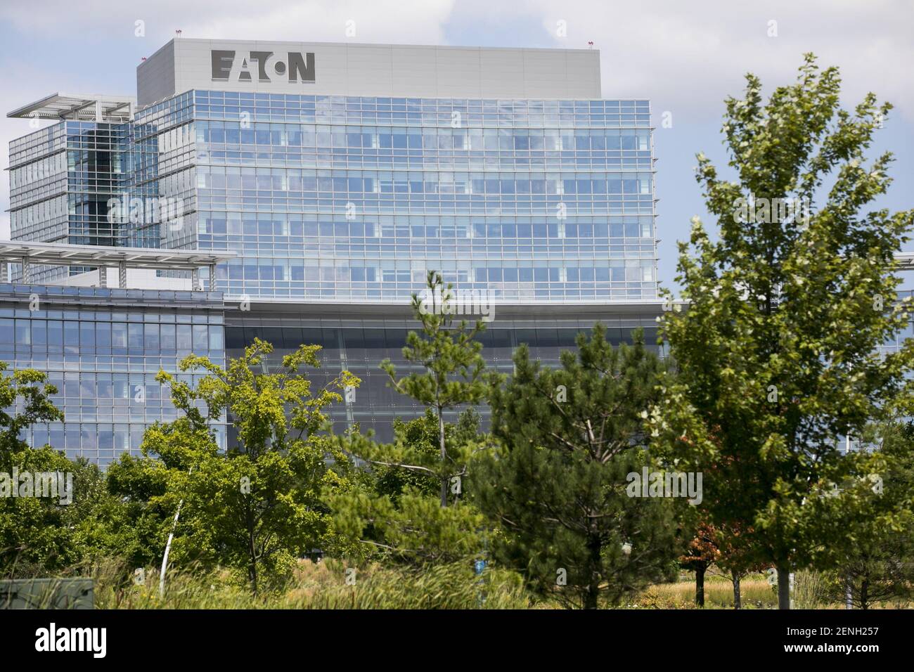 A logo sign outside of the operational headquarters of the Eaton ...