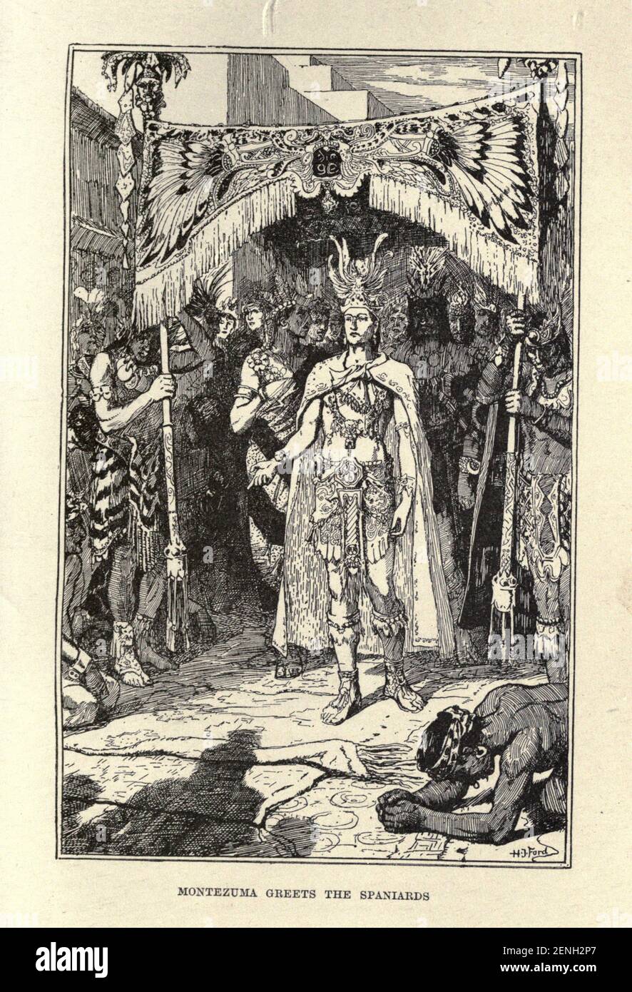 Montezuma Meets the Spaniards Illustrating the story ' The Conquest of ...
