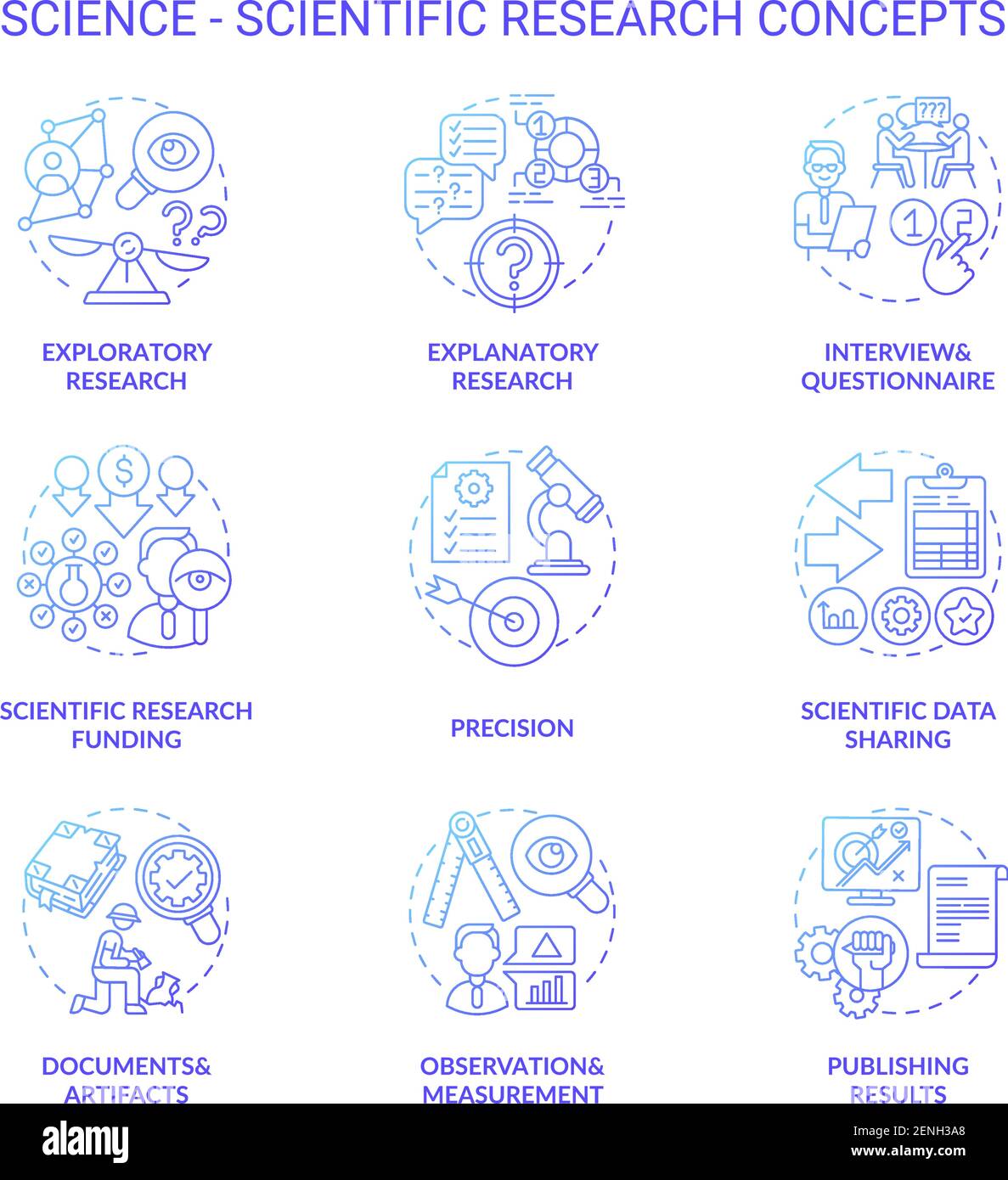 Science and scientific researching dark gradient concept icons set ...