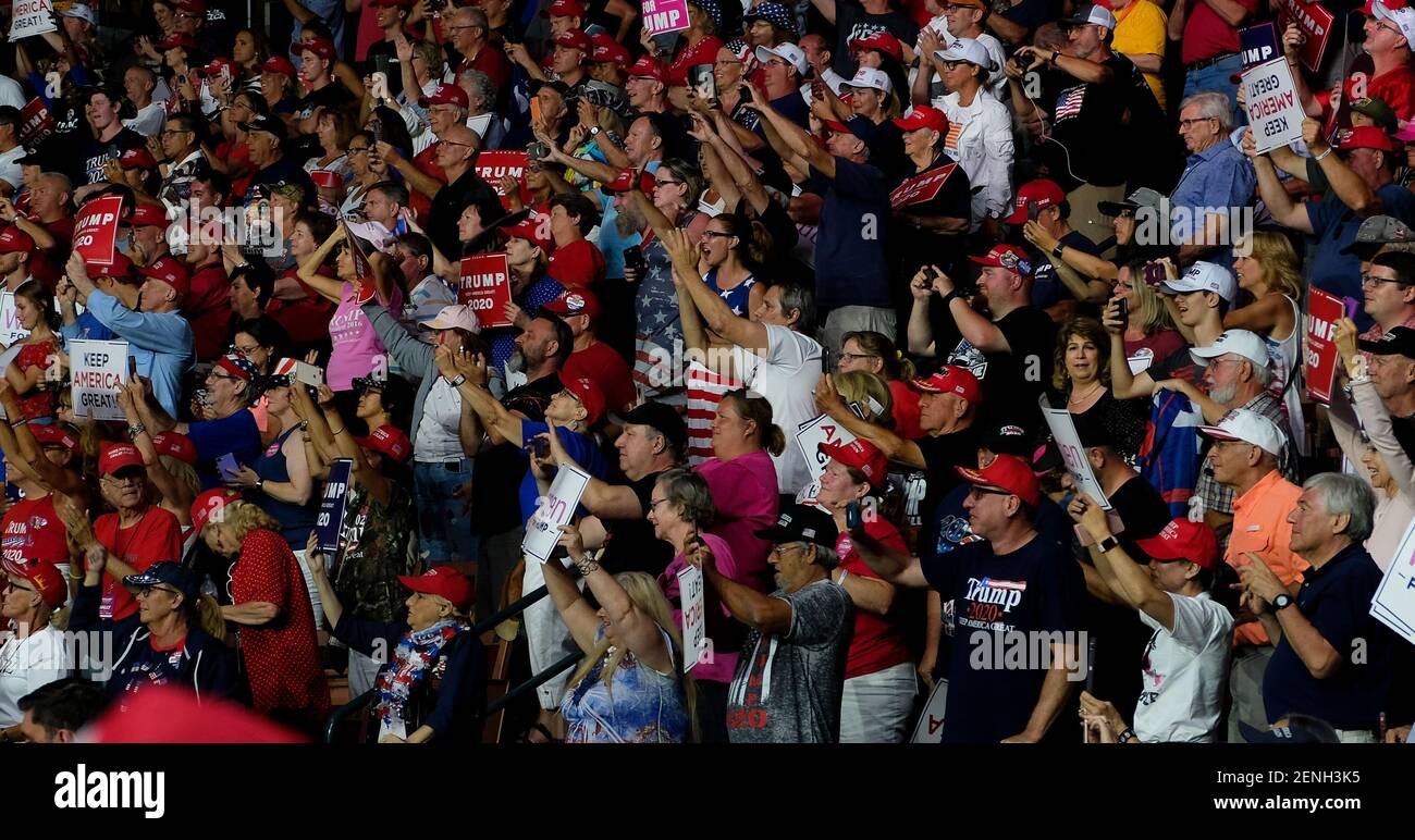 Trump Supporters gather in Manchester, New Hampshire during the MAGA Rally. (Photo by Preston ...