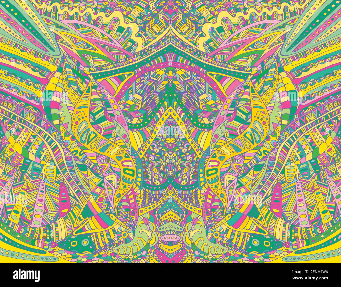 Rainbow psychedelic colorful symmetrical pattern. Fantasy abstract ...