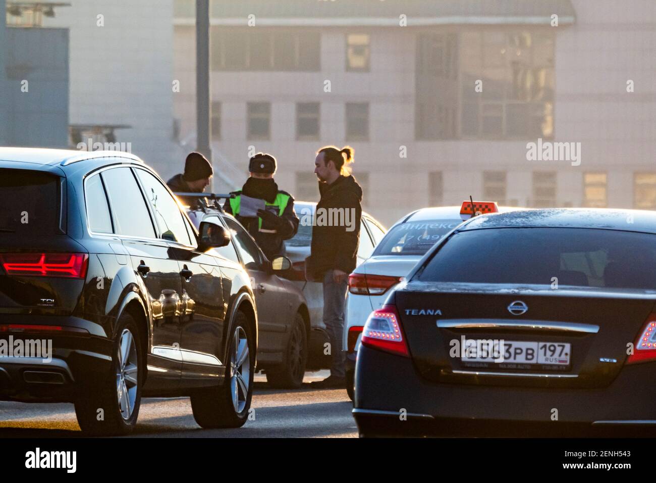 Russia, Moscow. A road accident Stock Photo - Alamy