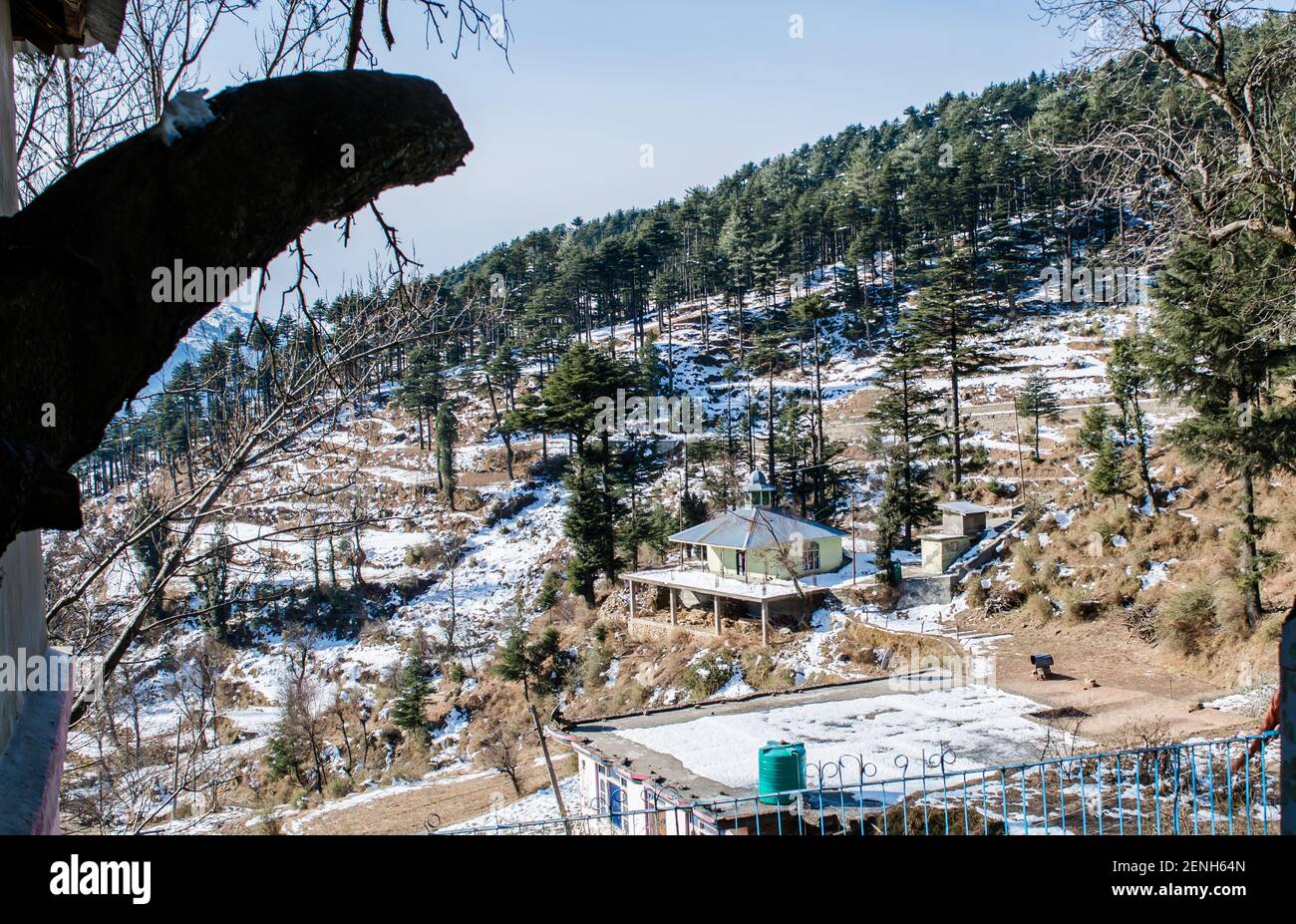 Nathatop and Patnitop cities of Jammu and its park covered with white ...