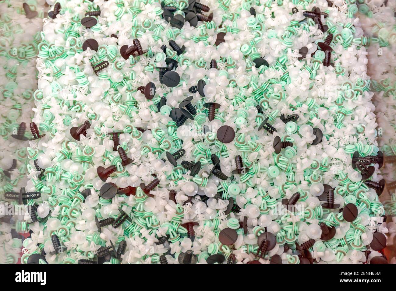 Bunch of Plastic Parts Fasteners for Car Interior Stock Photo - Alamy