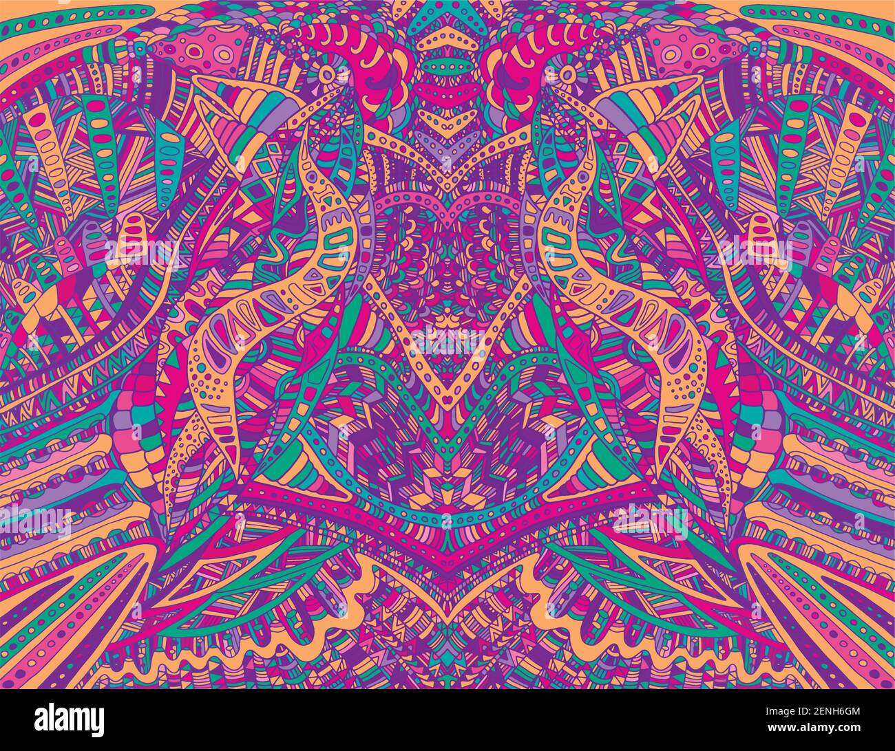Psychedelic creative colorful symmetrical pattern design art. Surreal ...