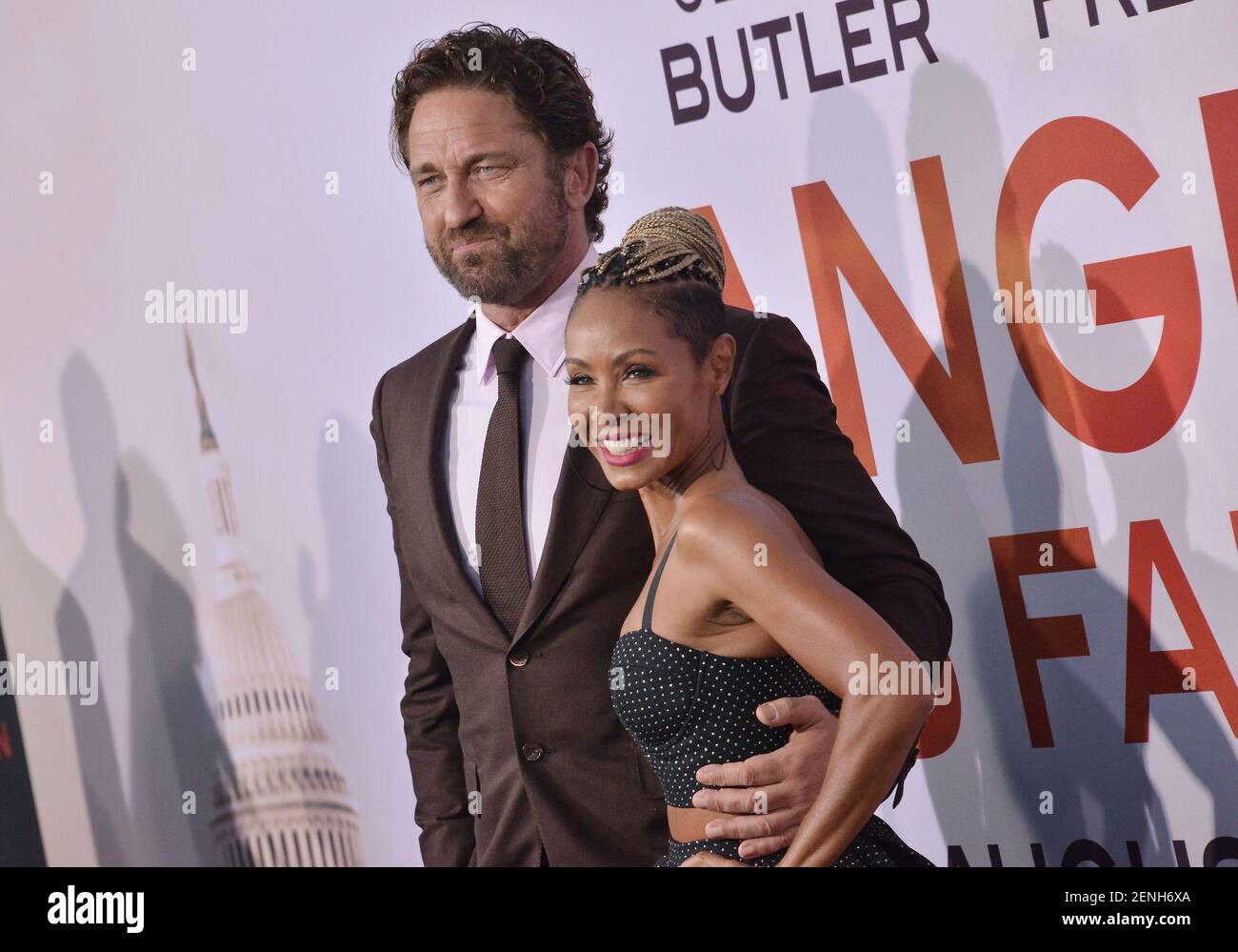 (L-R) Gerard Butler and Jada Pinkett Smith at the ANGEL HAS FALLEN ...
