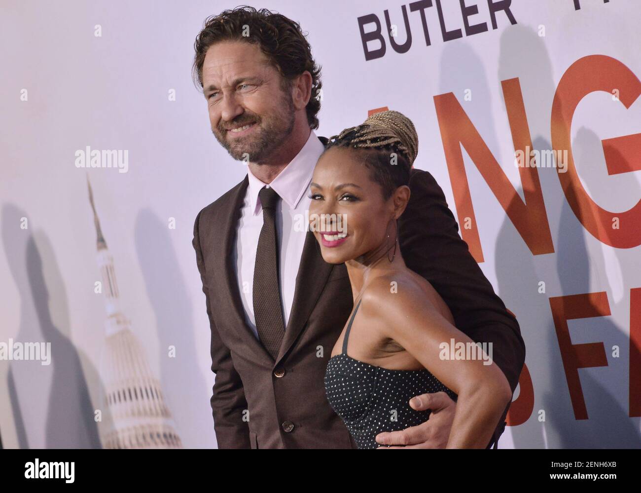 (L-R) Gerard Butler and Jada Pinkett Smith at the ANGEL HAS FALLEN ...