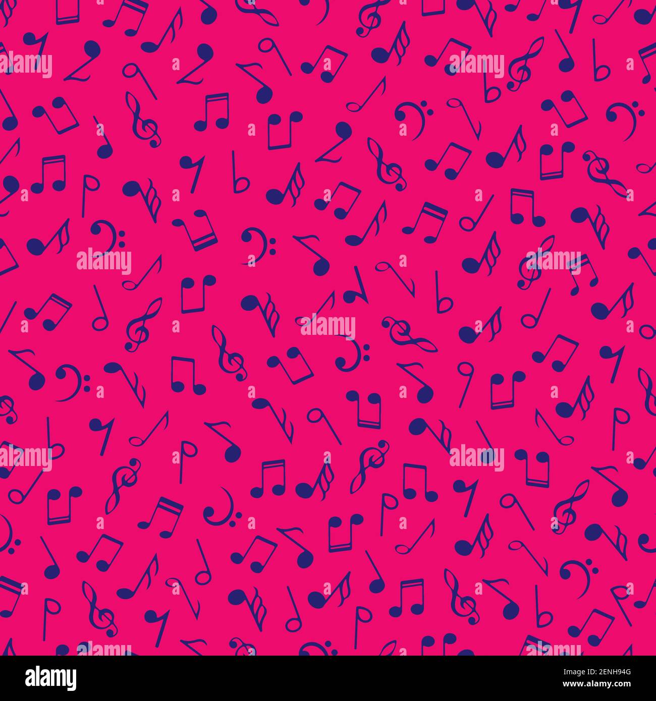 Colorful music notes seamless pattern. Blue colors simbols on pink ...