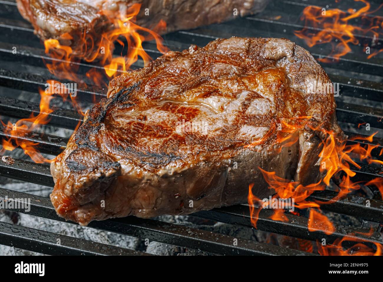 barbecue steak fried on the grill Stock Photo - Alamy