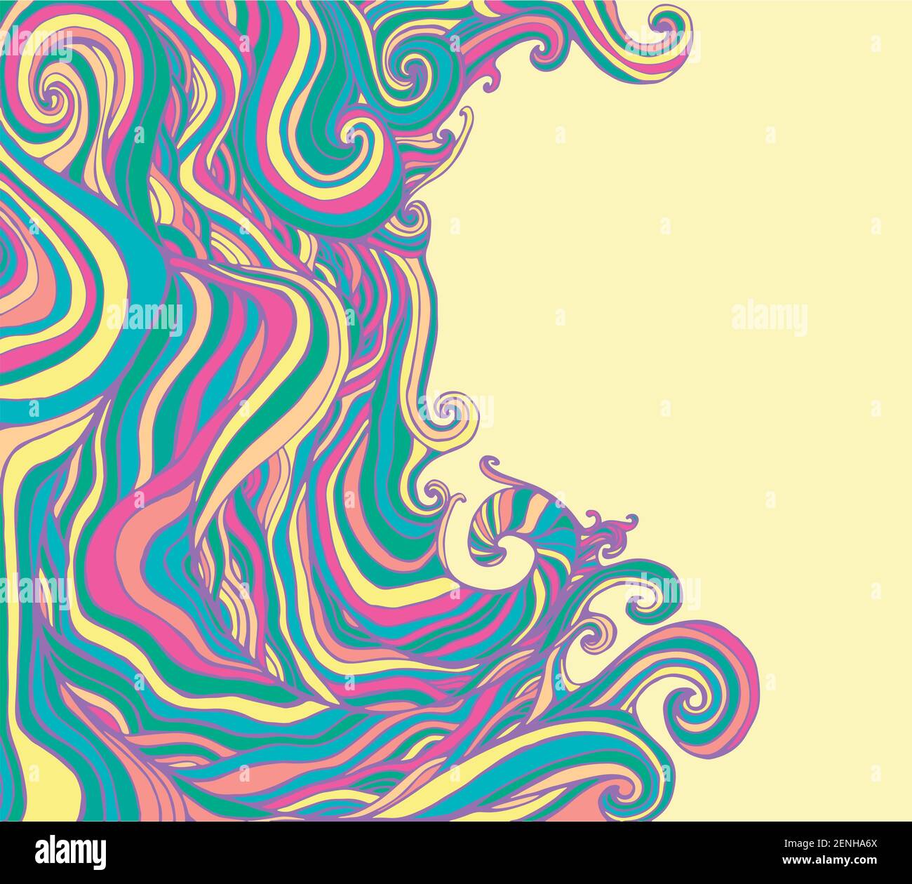 Colorful invitation card with abstract decorative wave. Vector hand ...