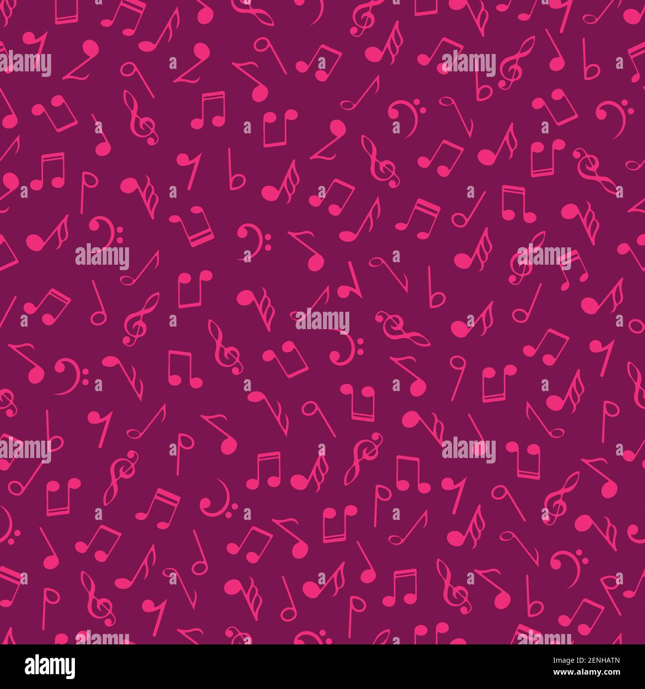 Colorful music notes seamless pattern, crimson color. Abstract vector ...