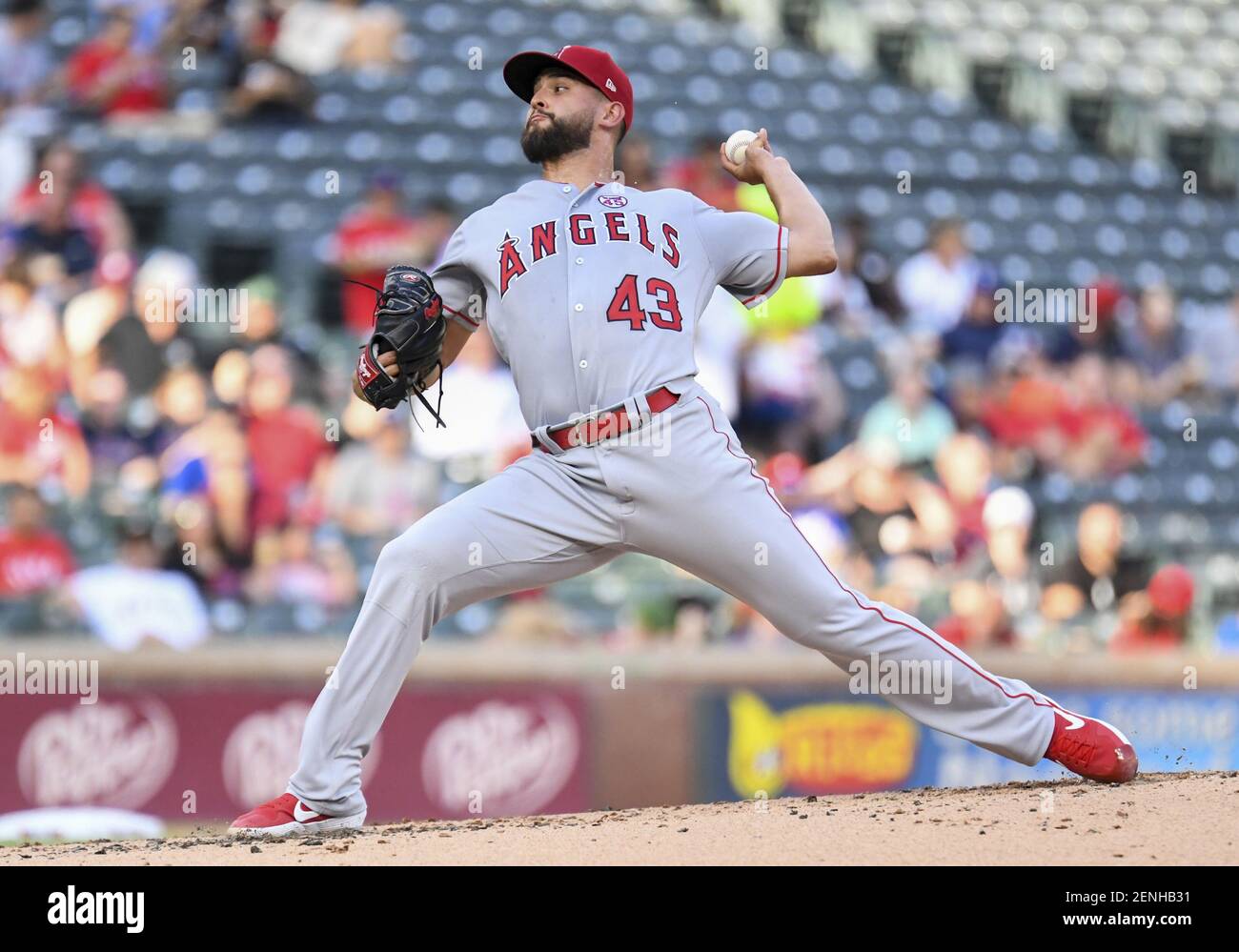August 21, 2019: Los Angeles Angels starting pitcher .Patrick Sandoval ...