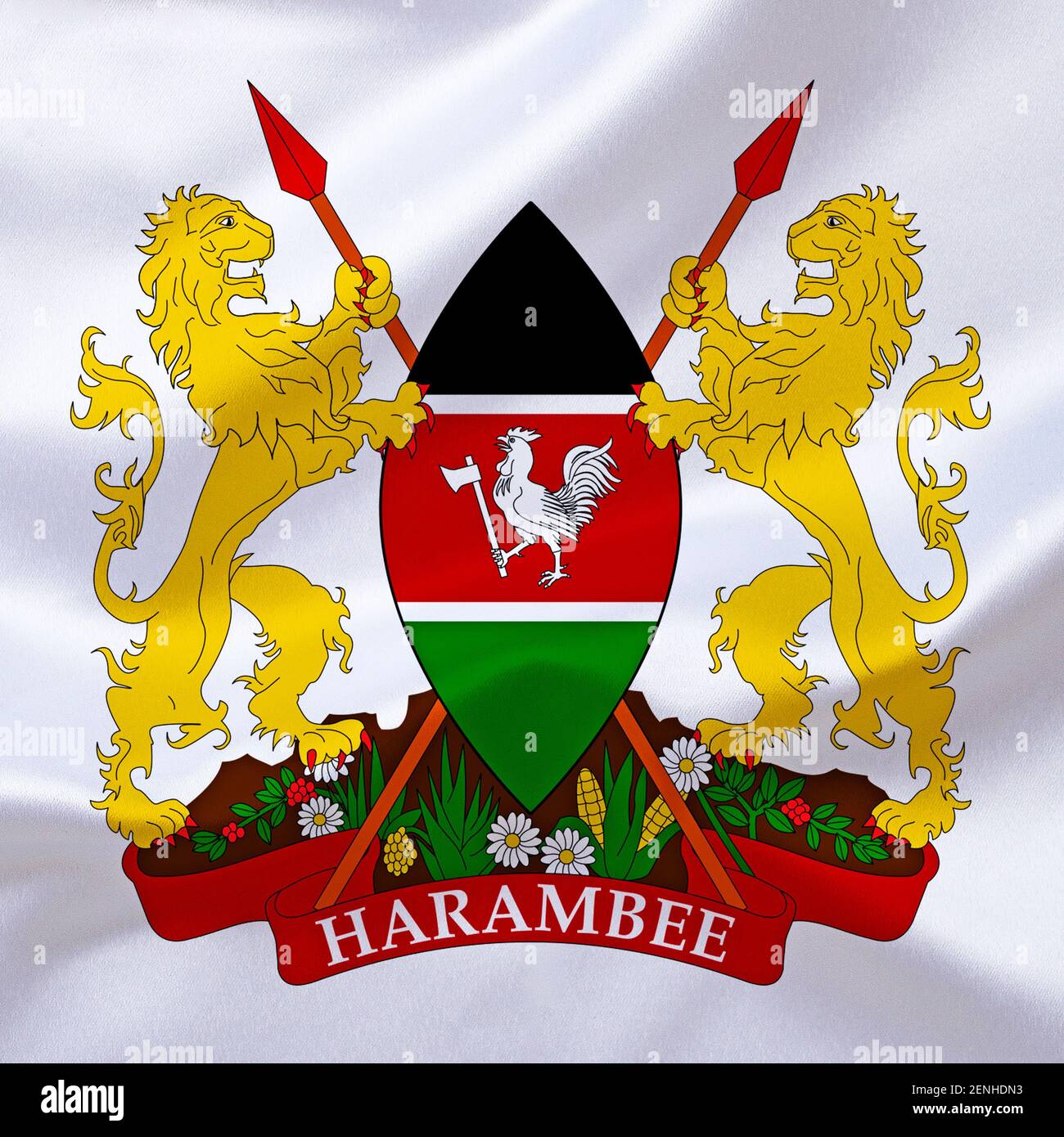 Afrikanische Union, Afrika, Das Wappen von Kenia, Kenya, Land in ...