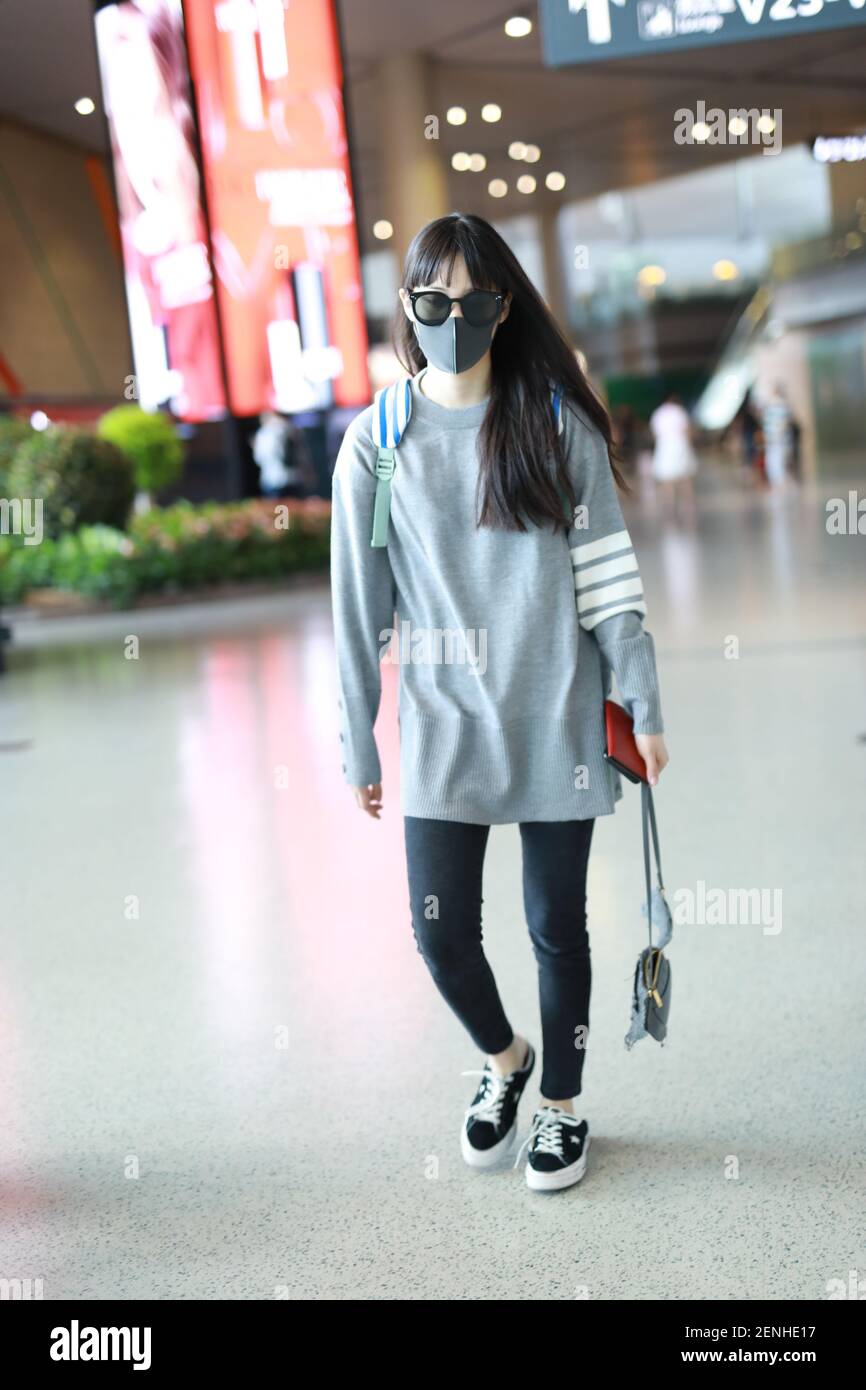 Taiwanese musician and actress Nana Ou-Yang or Ouyang Nana arrives at the Shanghai Hongqiao ...