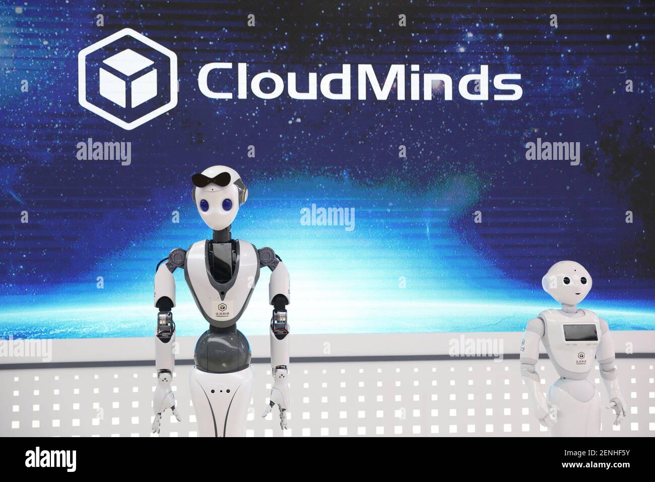 Intelligent robots are displayed at the stand of cloudminds during the 2019 Word Robot ...