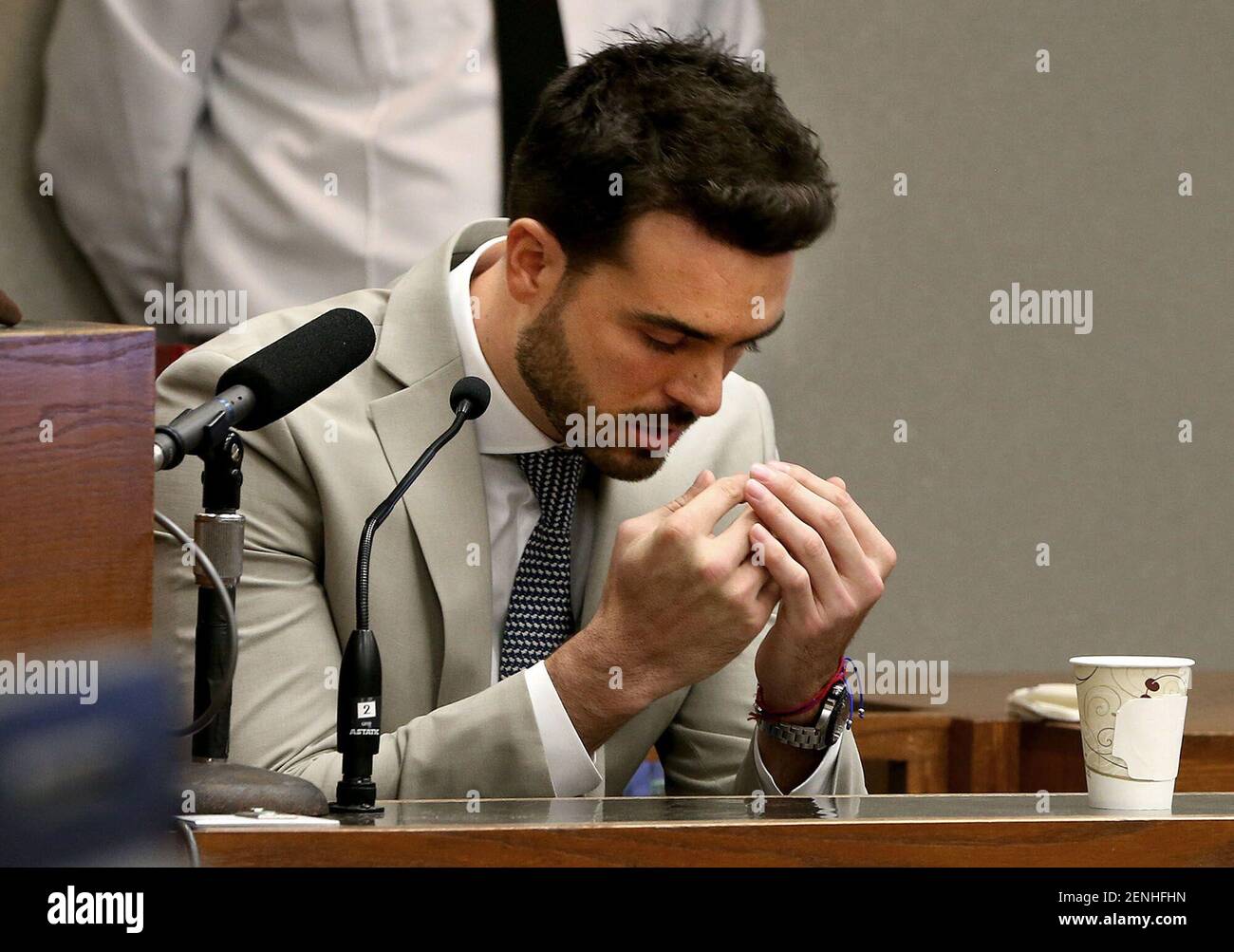 Mexican actor Pablo Lyle testifies in the courtroom of Judge Alan Fine ...