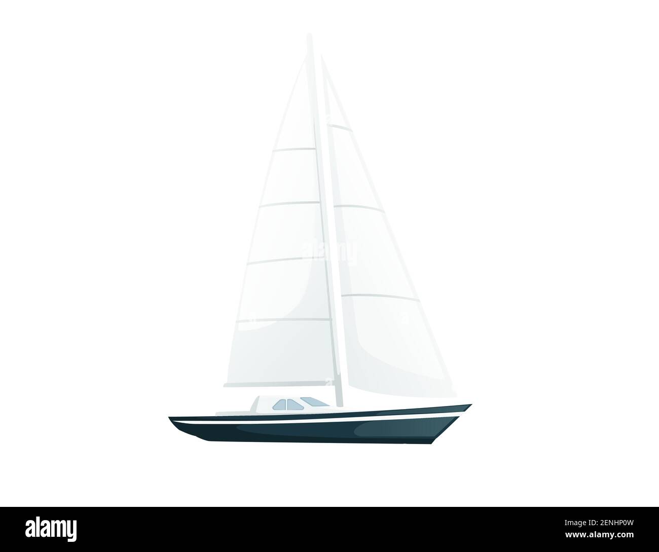 Modern motor yacht boat with sails and motors vector illustration on ...