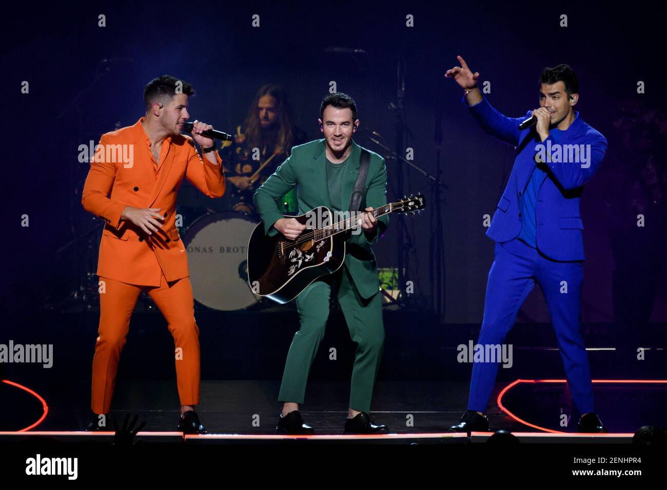 Kevin Jonas, Joe Jonas and Nick Jonas members of the American pop rock ...