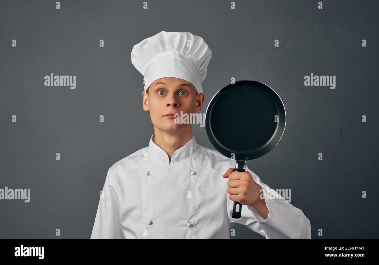 male chef cooking food hand gestures restaurant food preparation ...