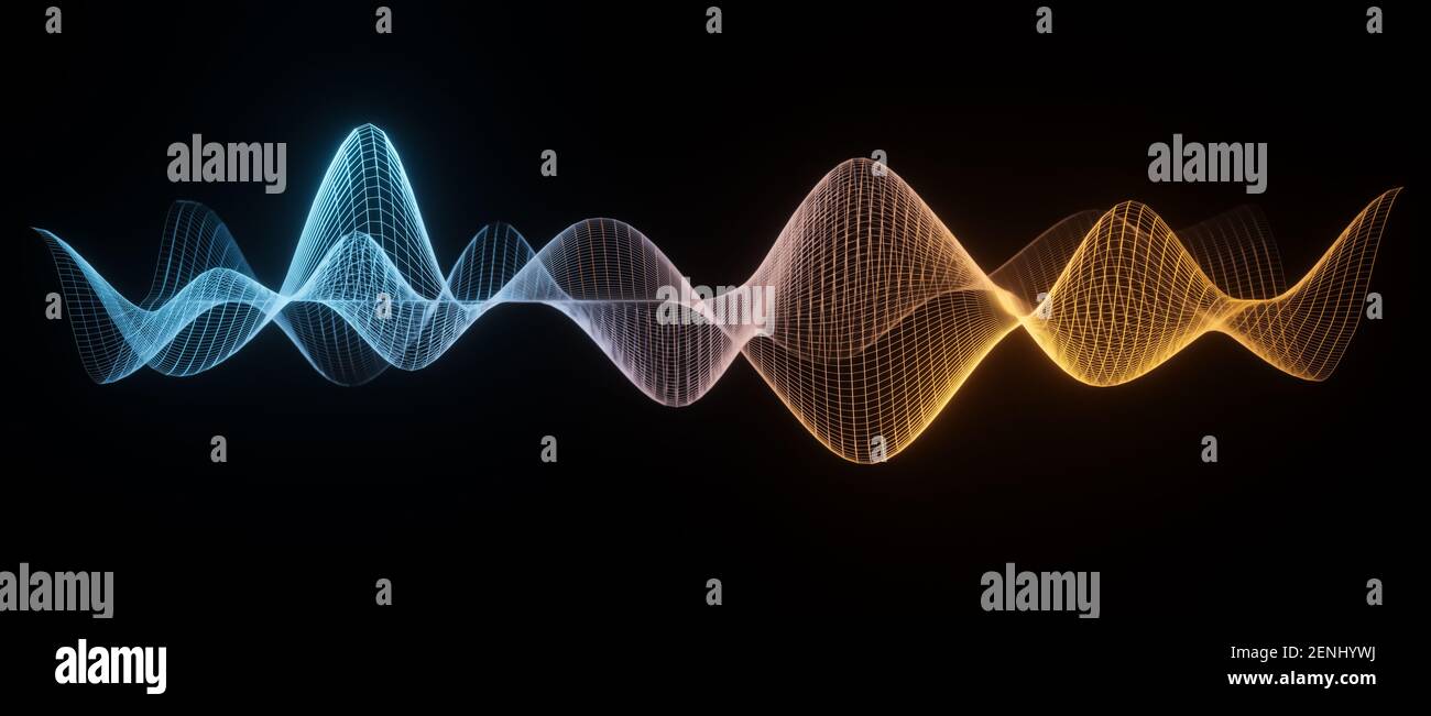3d Grid Or Mesh Wireframe Structure Modern Abstract Background Audio Soundwaves Sound Wave