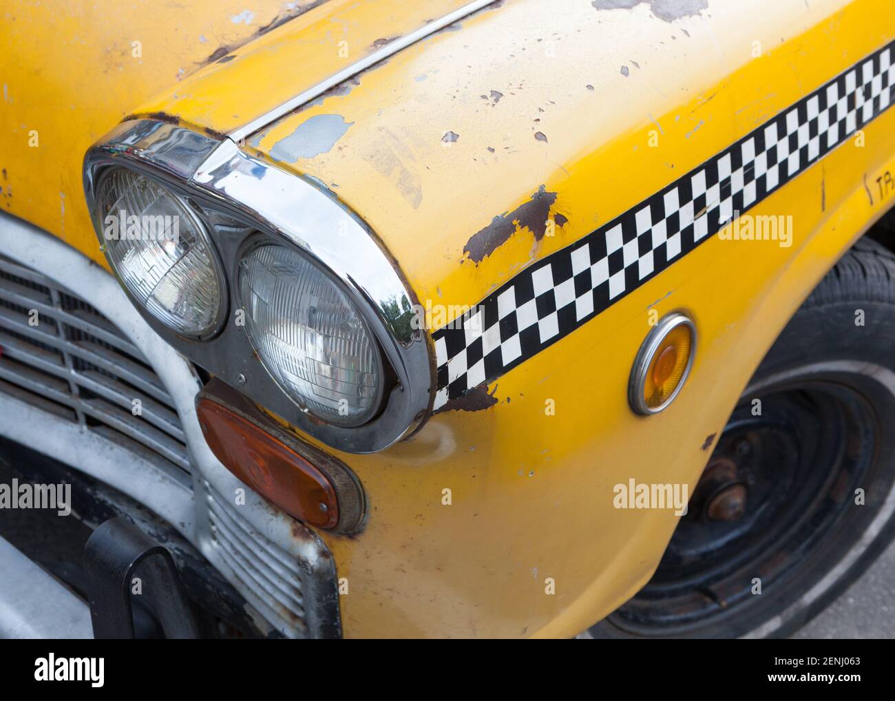 New York USA Old Checker New York Taxi cab parked on Houston Street ...