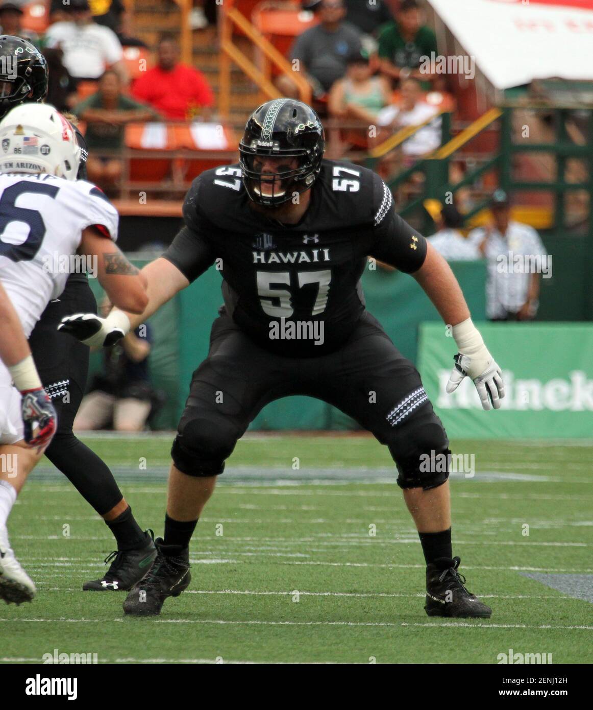 August 24, 2019 - Hawaii Rainbow Warriors offensive lineman J.R ...