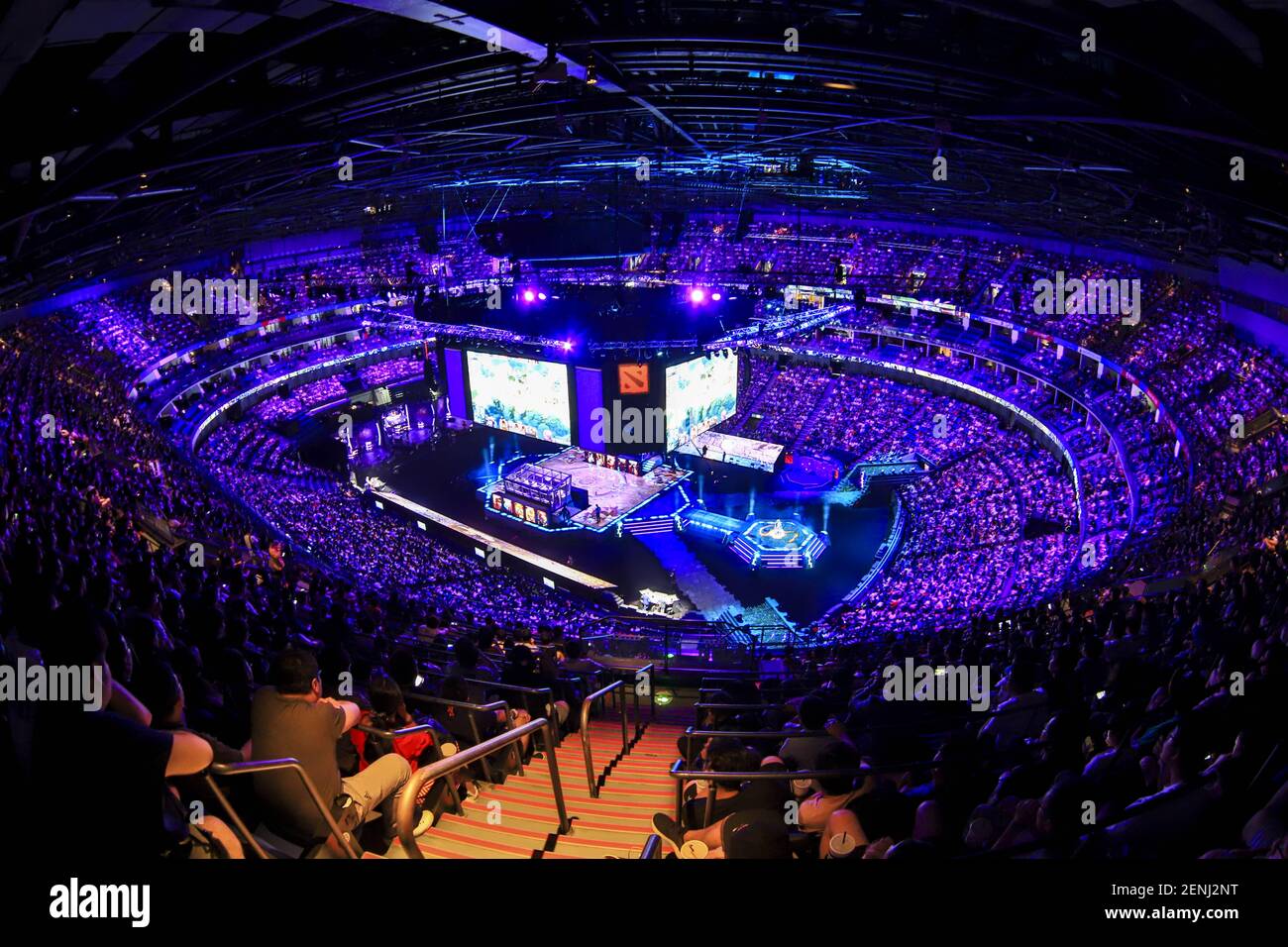 Players compete in the Dota 2 International game during the TI9 grand ...
