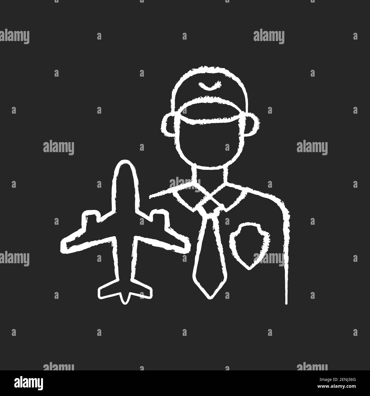 Aviation security chalk white icon on black background Stock Vector ...