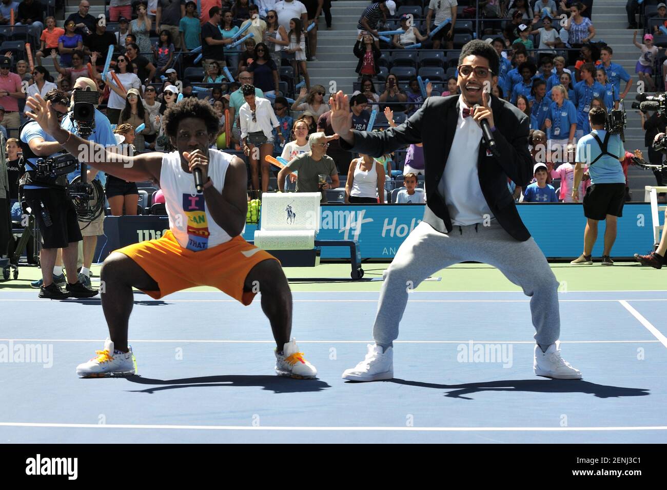 Arnstar (R) performs at the Arthur Ashe Kids Day at the US Open at the ...