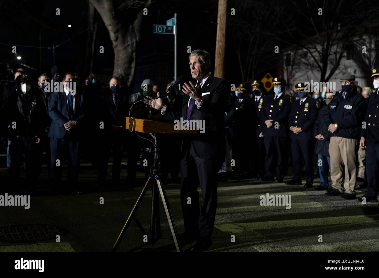 New York, NY - February 26, 2021: PBA President Patrick Lynch speaks at ...