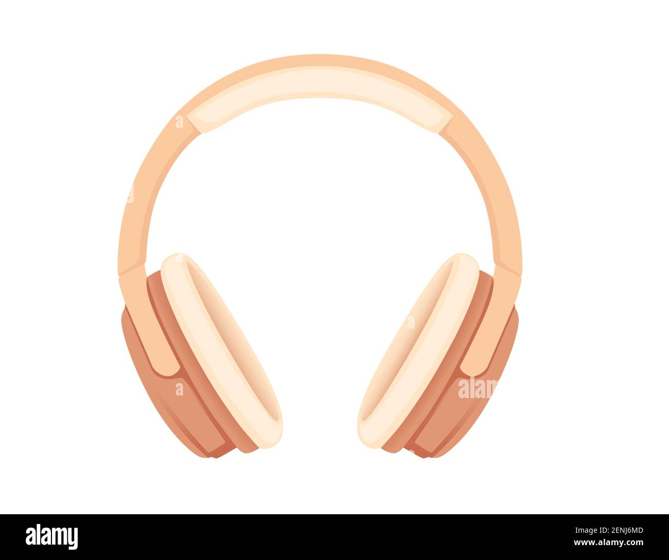 Wireless bluetooth beige color Over-Ear Headphones flat vector ...