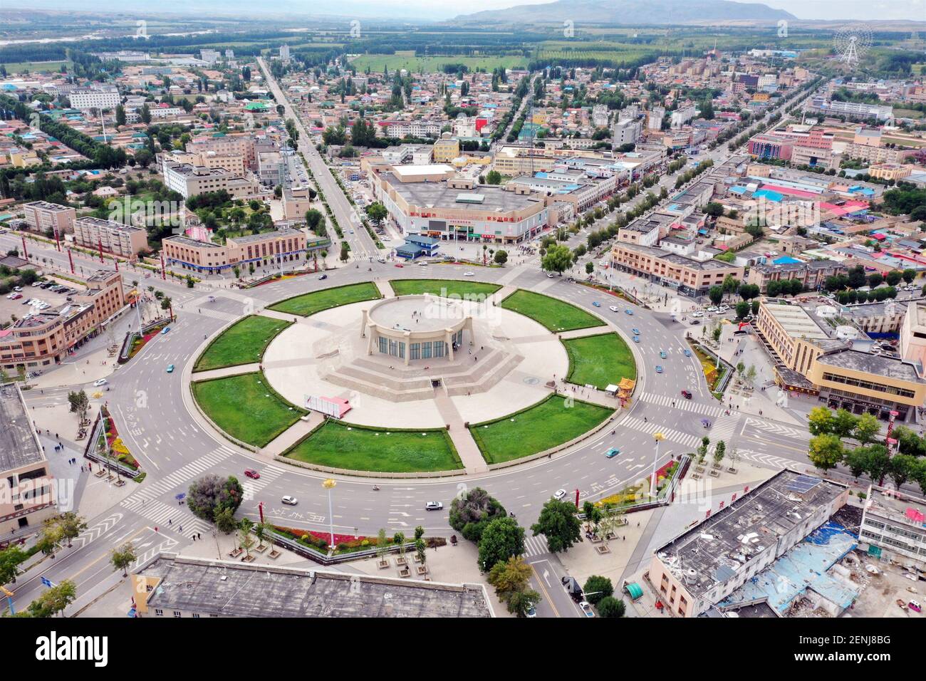 A cityscape of Tekes County, also known as the Bagua City or the Eight ...