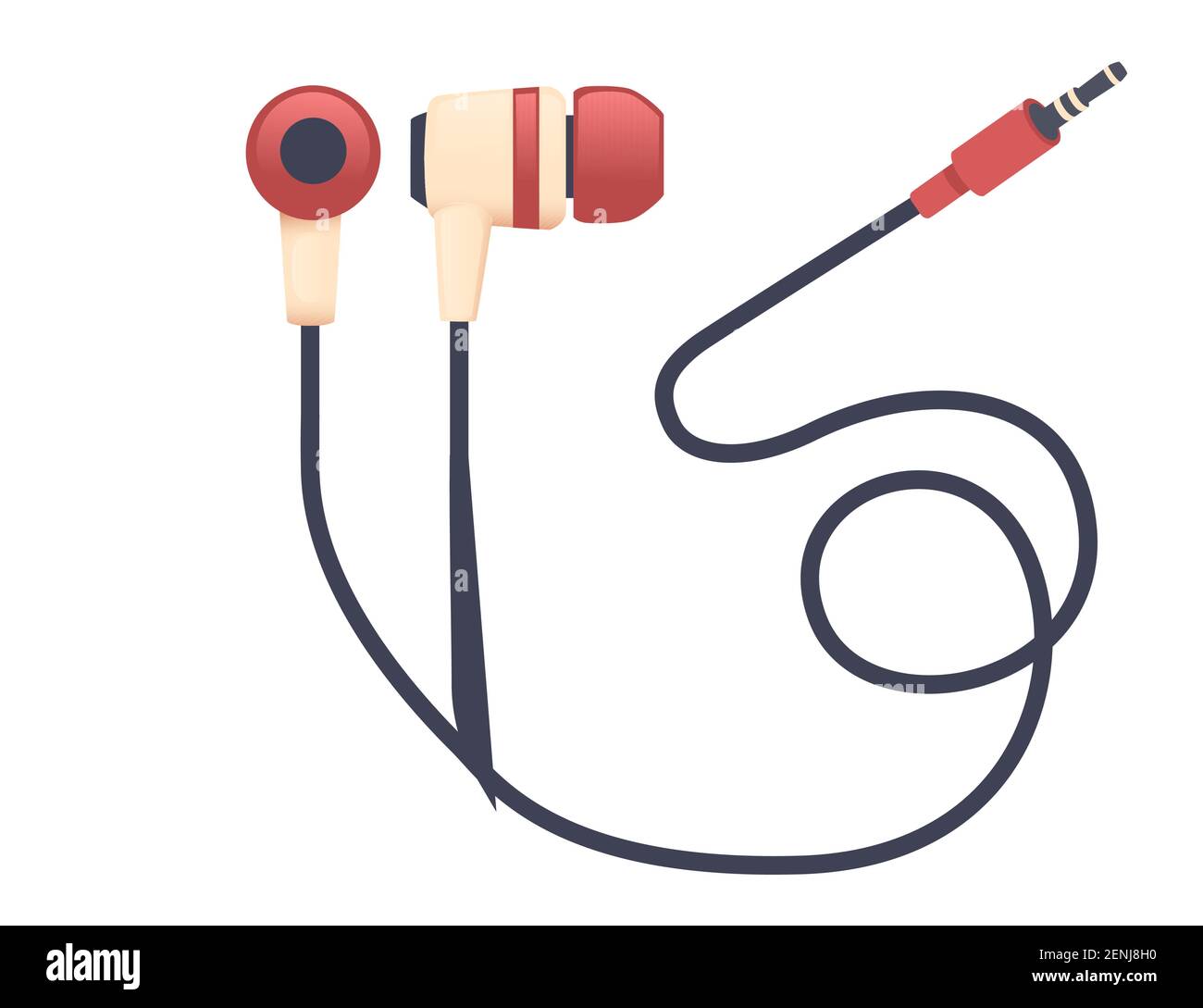 Wired In-Ear Headphones flat vector illustration on white background ...