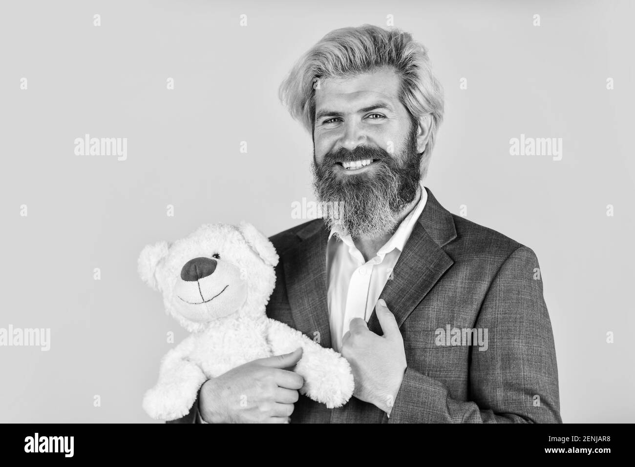 real happiness. businessman play with toy. soothing toy with autism ...