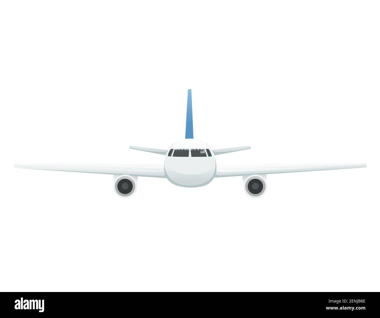 White passenger airplane front view vector illustration on white ...