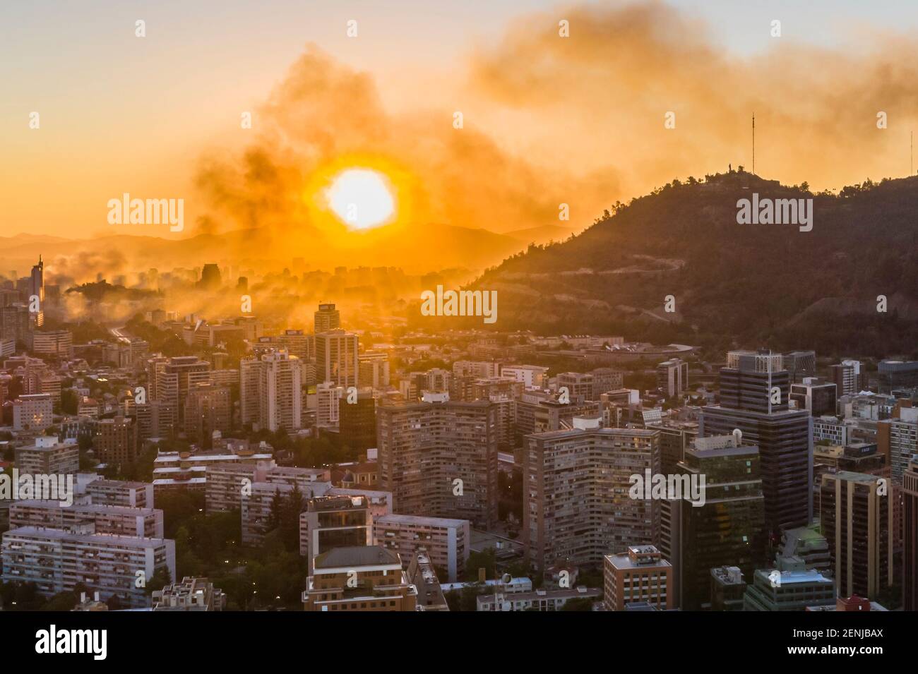 Santiago de Chile city, located in the middle of the central Andes it ...