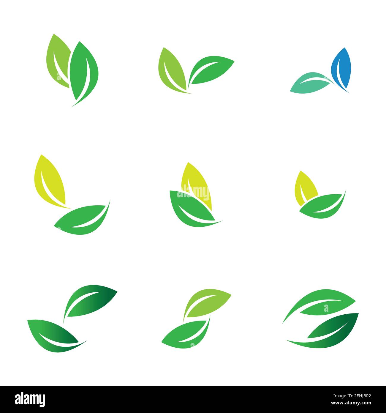 green leaf logo set vector illustration design template Stock Vector ...