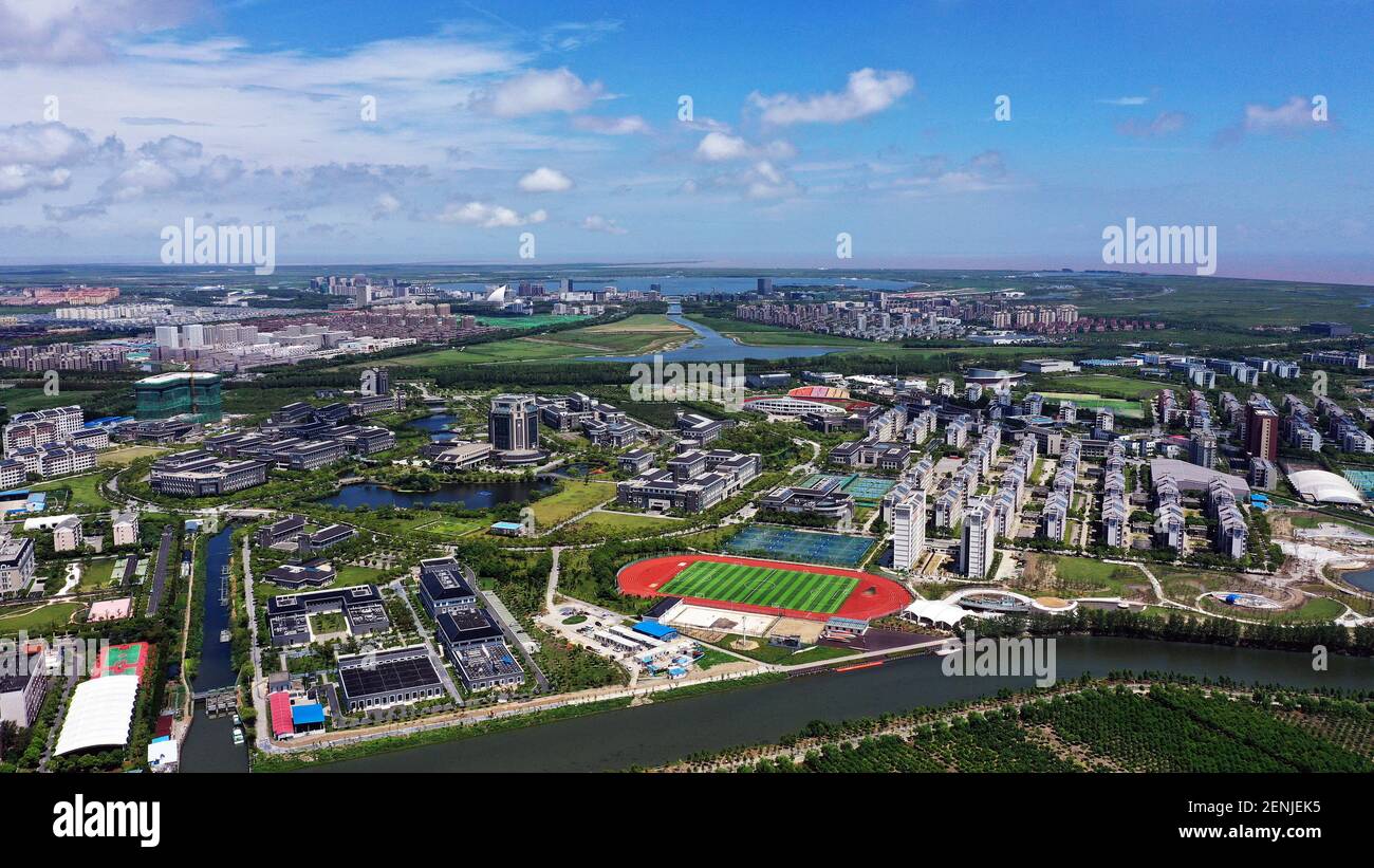 A skyline of the Lingang area of the China (Shanghai) Pilot Free Trade ...