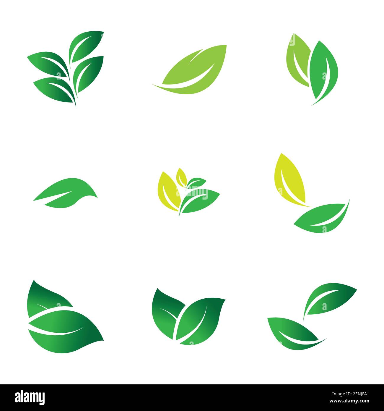 green leaf logo set vector illustration design template Stock Vector ...