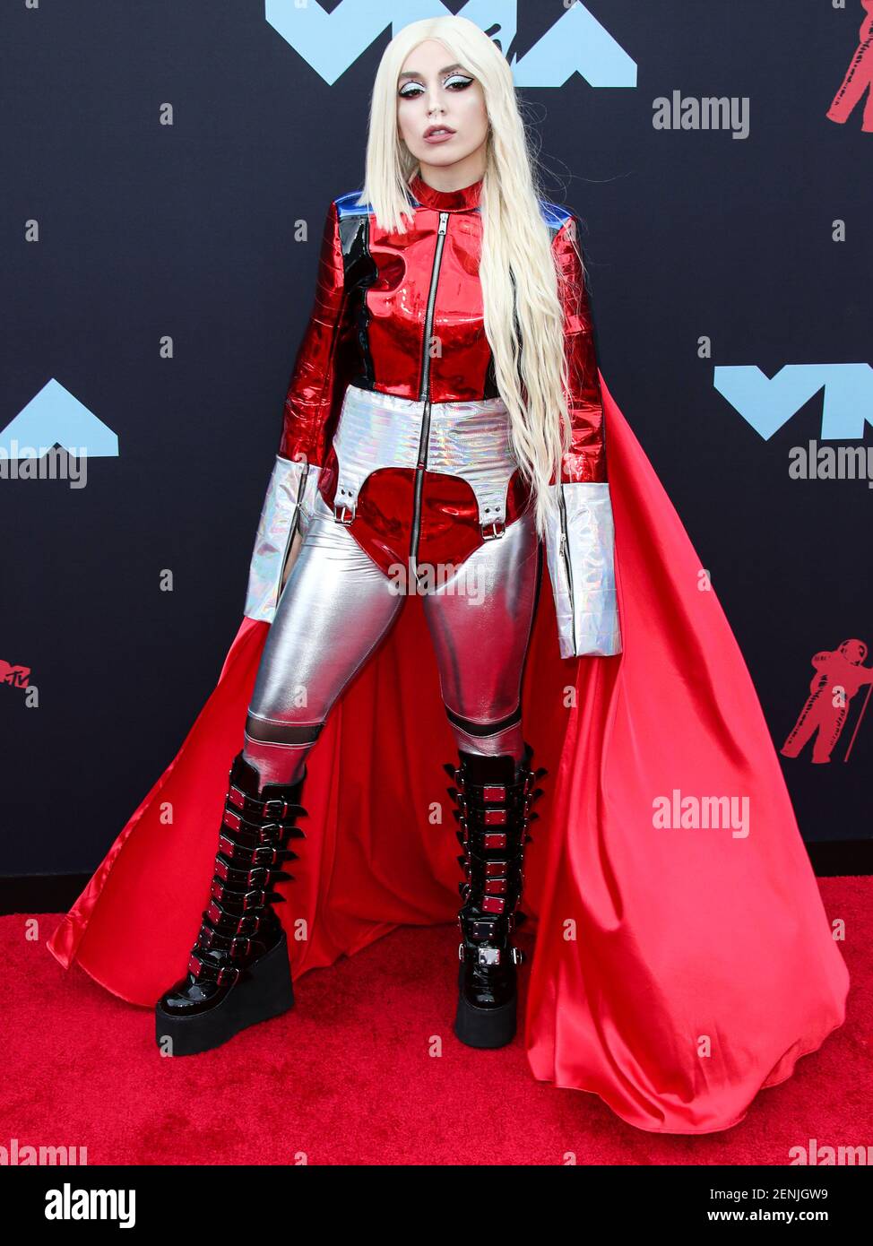 NEWARK, NEW JERSEY, USA - AUGUST 26 Singer Ava Max wearing a Kaimin ...